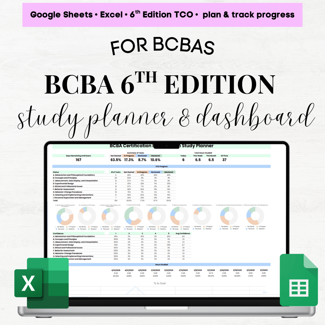 BCBA Task List 6th Edition Study Planner, Calendar & Dashboard ...