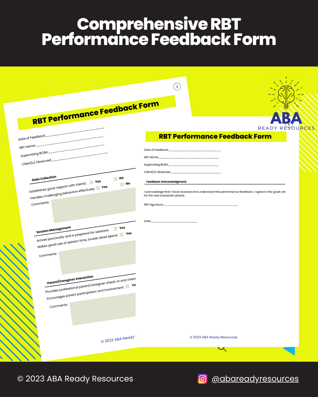 Comprehensive RBT Performance Feedback Form – Behavior Analyst Resource ...