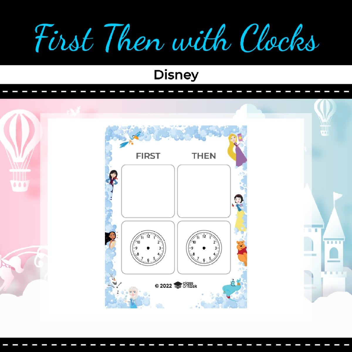 First, Then Board with Clocks – Disney Theme – Behavior Analyst ...