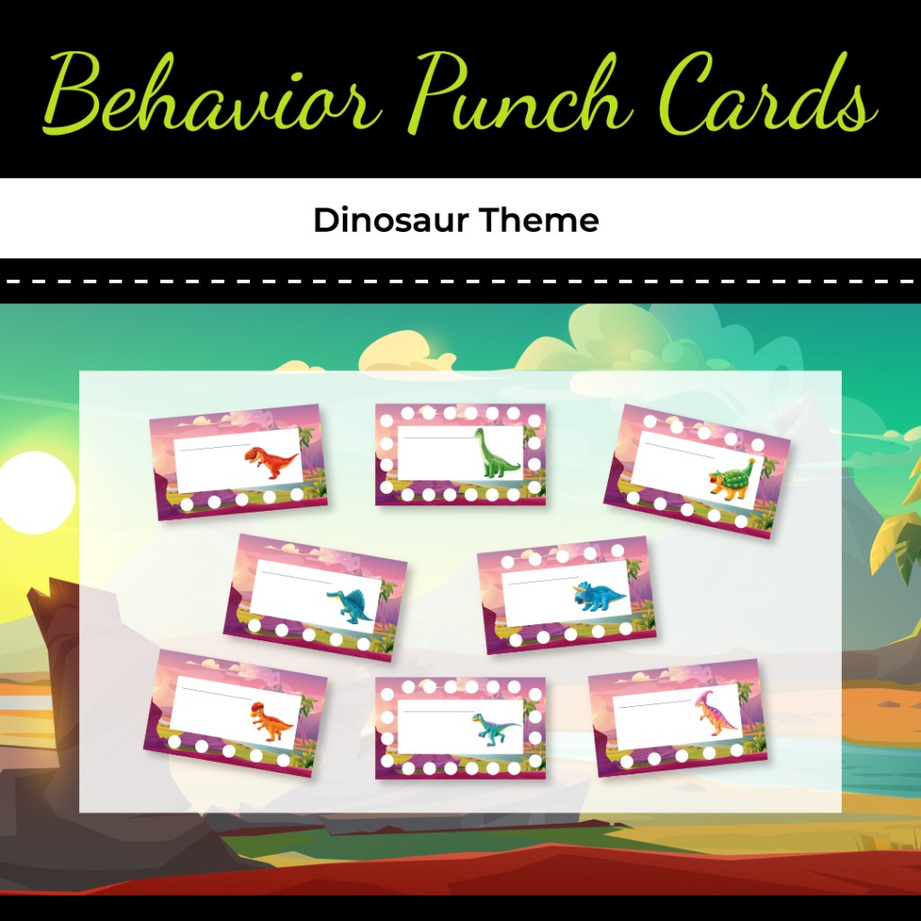 Behavior Punch Cards – Dinosaur Theme – Behavior Analyst Resource Center