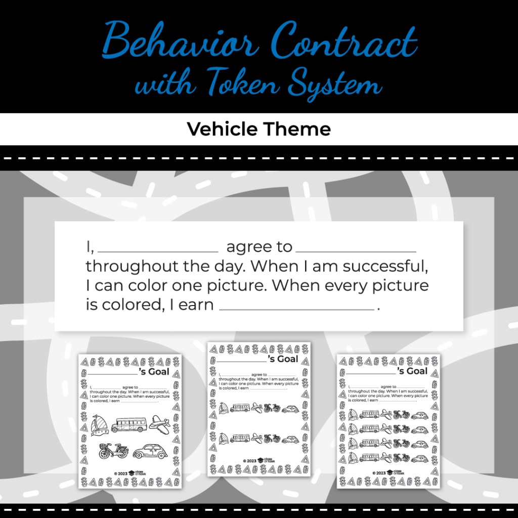 Behavior Contract with Token System – Vehicle Theme – Behavior Analyst ...