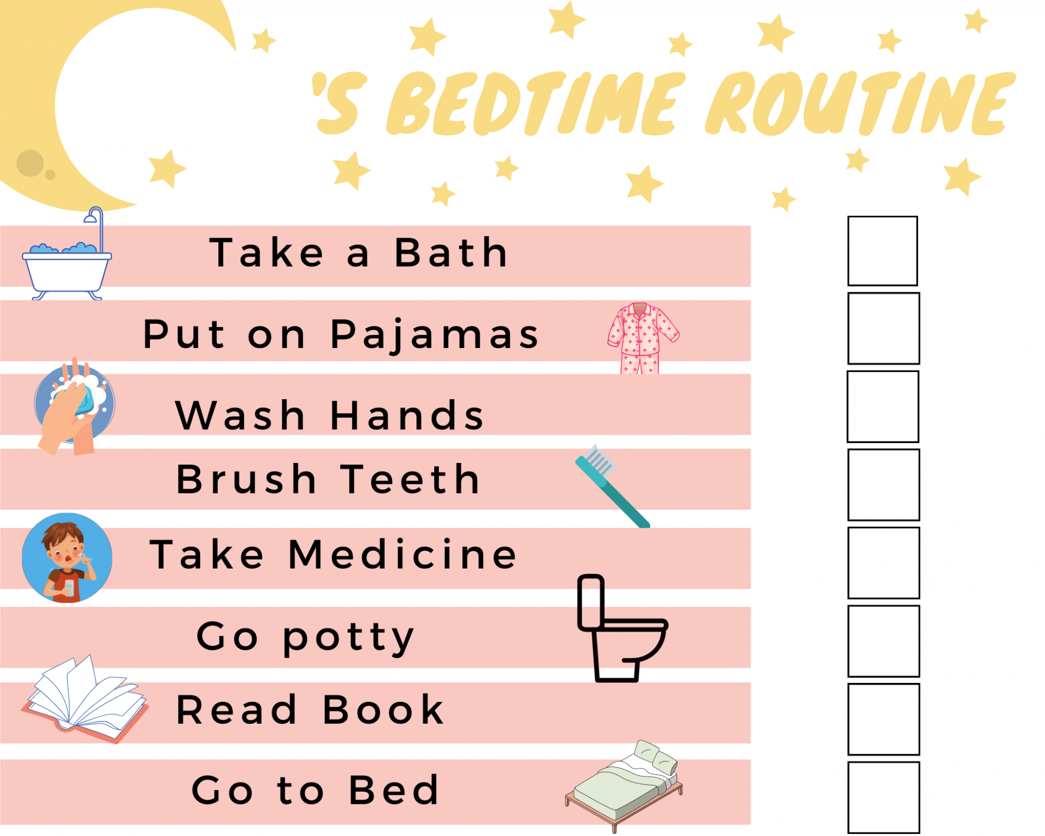 Bedtime Routine Visual Aid – Behavior Analyst Resource Center