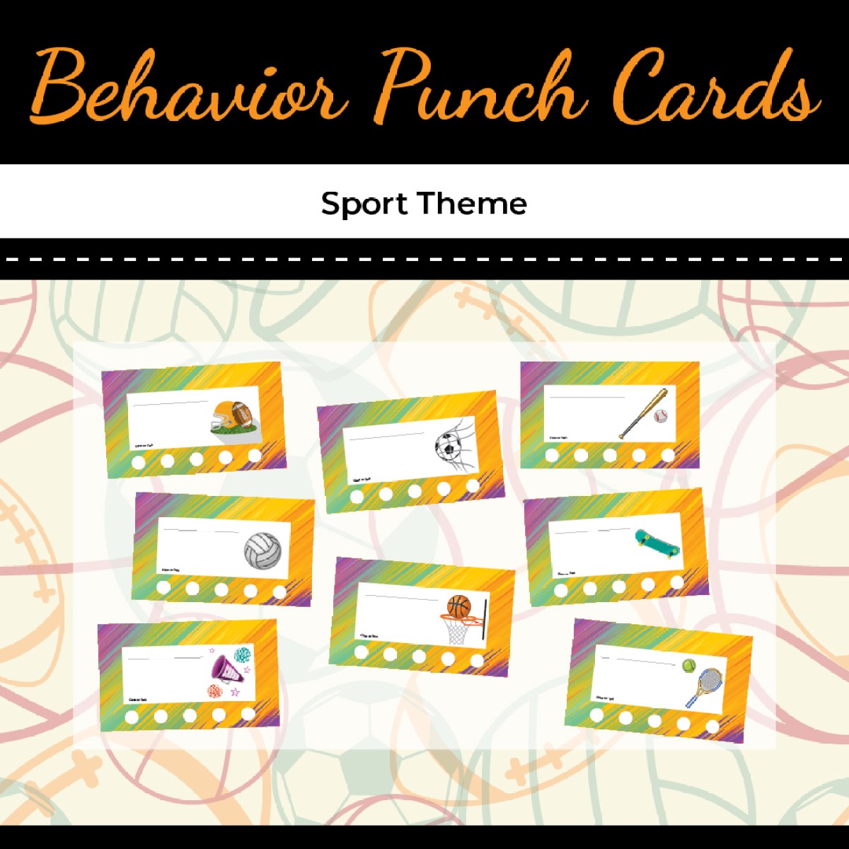 Behavior Punch Cards – Sports Theme – Behavior Analyst Resource Center