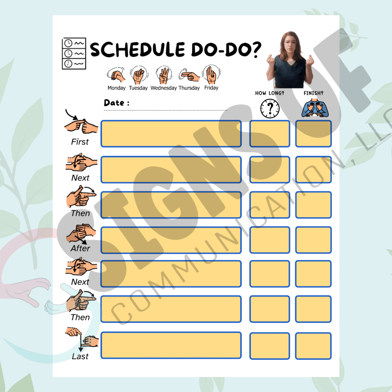 American Sign Language ASL Visual Schedule – Behavior Analyst Resource ...