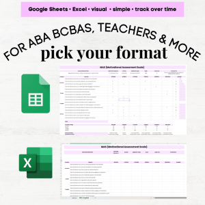 MAS Template, Motivation Assessment Scale Template, Graph Template, ABA ...