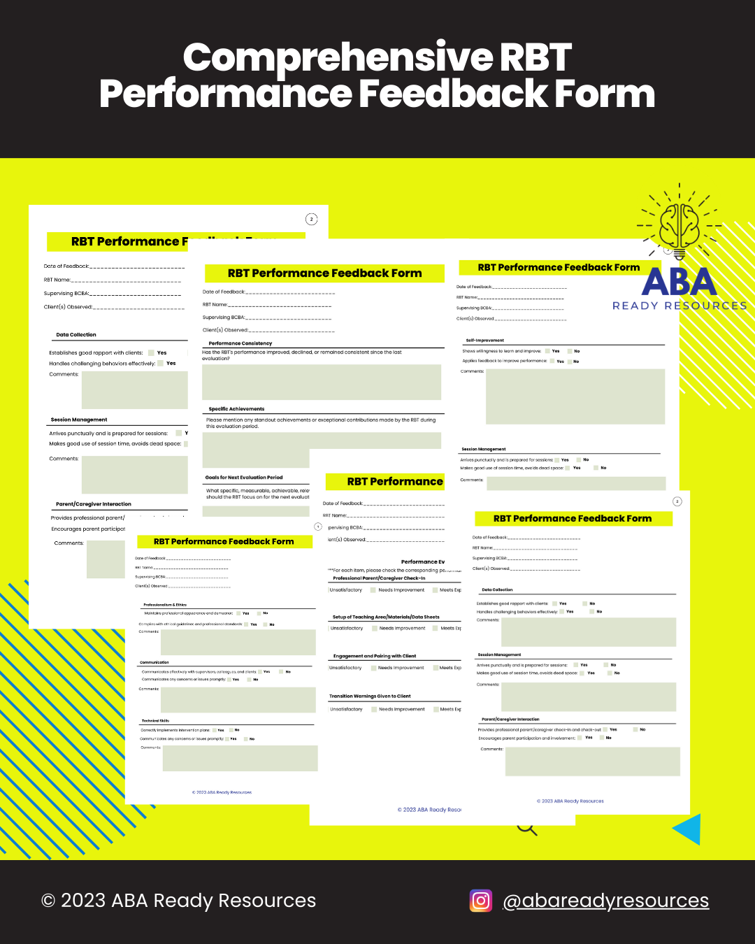 Comprehensive RBT Performance Feedback Form – Behavior Analyst Resource ...