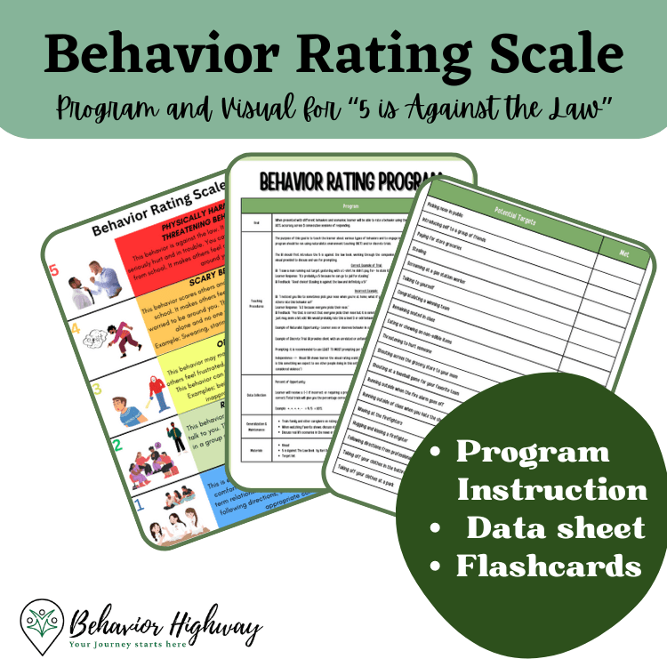 Behavior Rating Scale ABA Program- 5 is Against the Law Companion ...