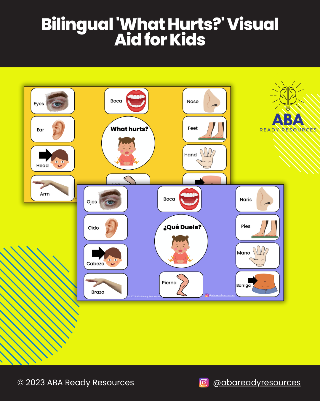 Bilingual ‘What Hurts’ Visual Aid for Kids (1) – Behavior Analyst ...