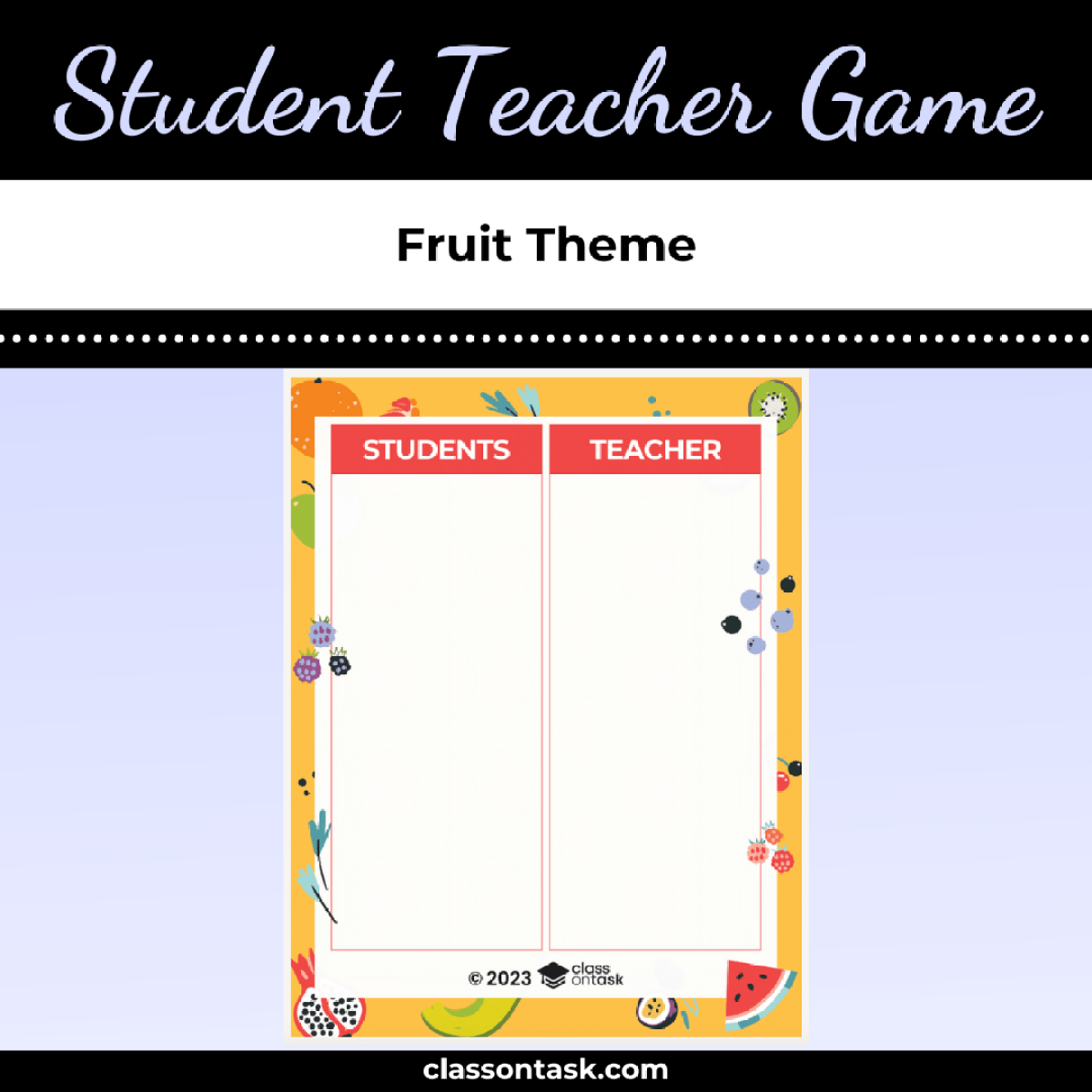 Student Teacher Game – Fruit Theme – Behavior Analyst Resource Center