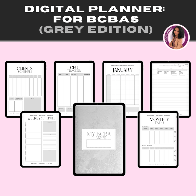 BCBA Caseload Organizer: Digital Planner (Grey) – Behavior Analyst ...