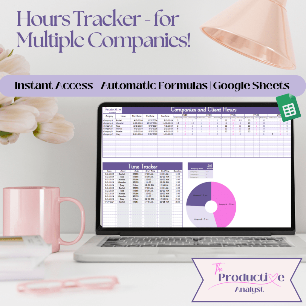 Client & Multiple Company Hours Tracker | Hours Worked Log for BCBAs ...