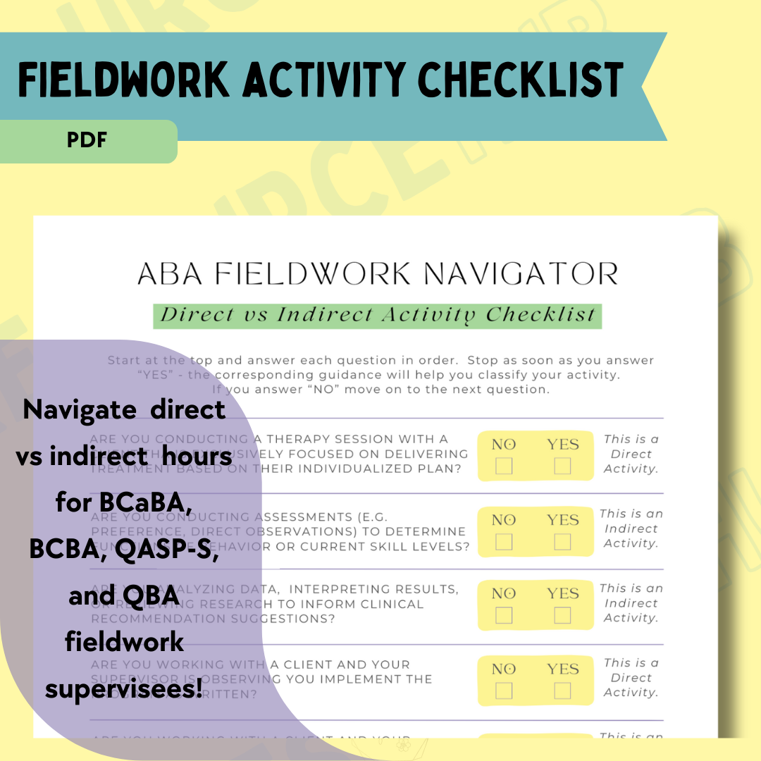 Fieldwork Activity Checklist – Behavior Analyst Resource Center