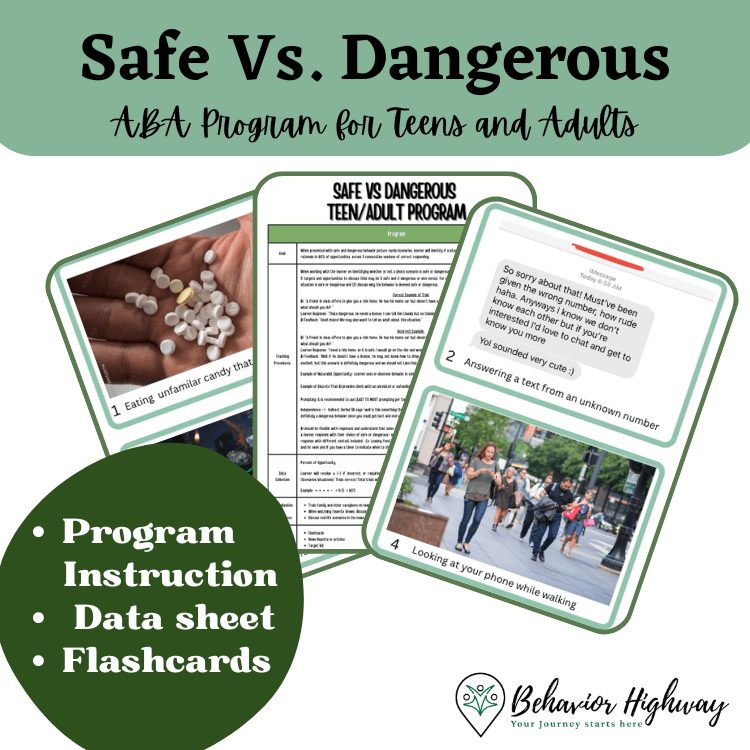 Safe Vs. Dangerous Teen/Adult Program – Behavior Analyst Resource Center