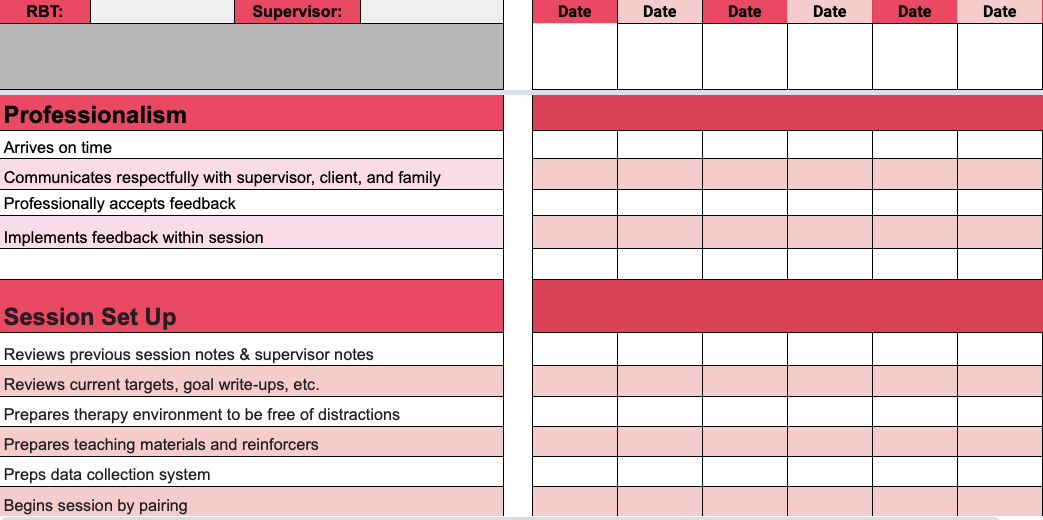 RBT Evaluation Form – Behavior Analyst Resource Center