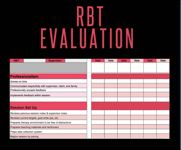 RBT Evaluation Form – Behavior Analyst Resource Center