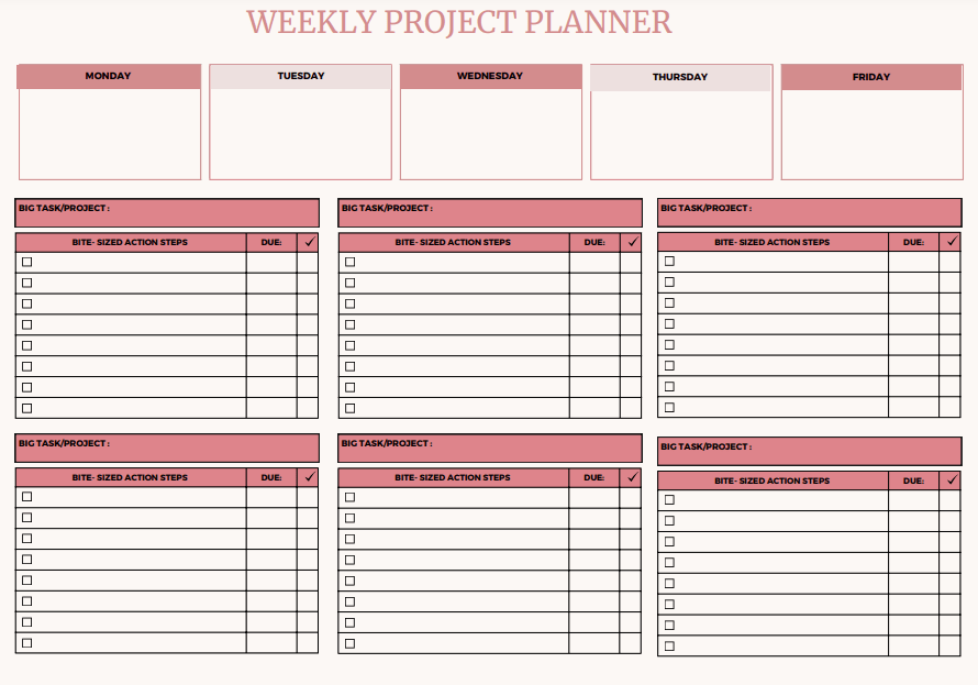 Weekly Project Pad: Task Breakdown & Action Steps – Behavior Analyst ...