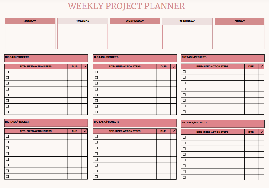 Weekly Project Pad: Task Breakdown & Action Steps – Behavior Analyst ...