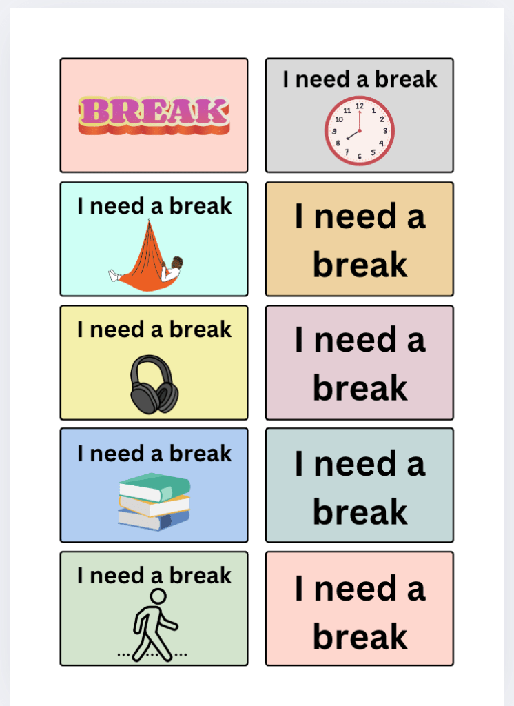 Printable Break Cards | 15+ Visual Supports for Autism, ABA ...