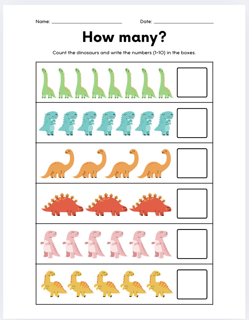 Dinosaur-Themed Activity Bundle for Early Learners | Printable Circle ...