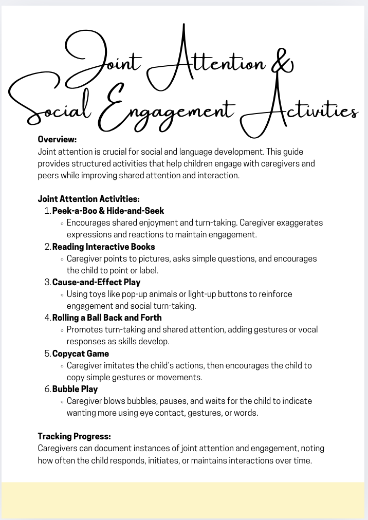 Joint Attention & Social Engagement Activities: A Caregiver’s Guide to ...