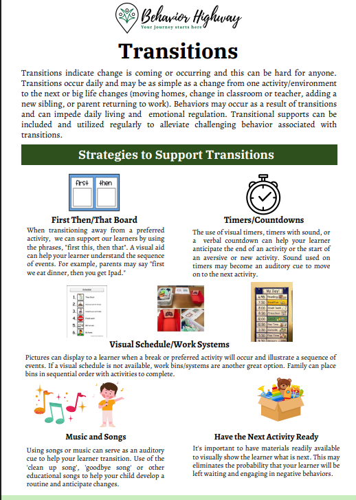 Supporting Transitions in ABA: Parent Education Handout + Discussion ...