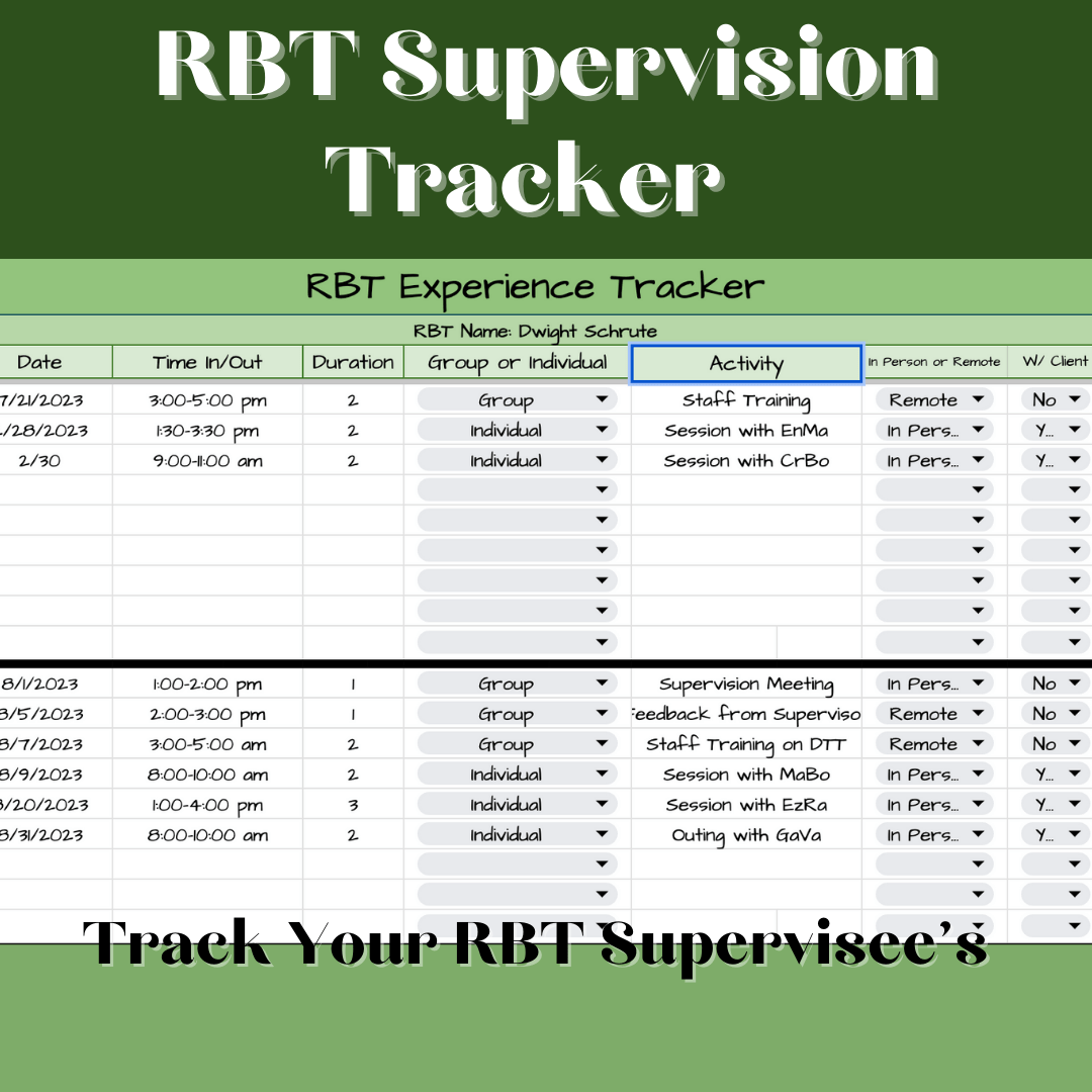 RBT Supervison Tracker – Behavior Analyst Resource Center