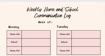 Weekly Home and School Communication Note – Behavior Analyst Resource ...